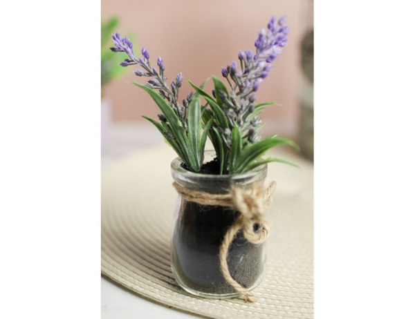 Купить Элитные искусственные цветы лаванда в стеклянной вазочке пластик Kaemingk по выгодной