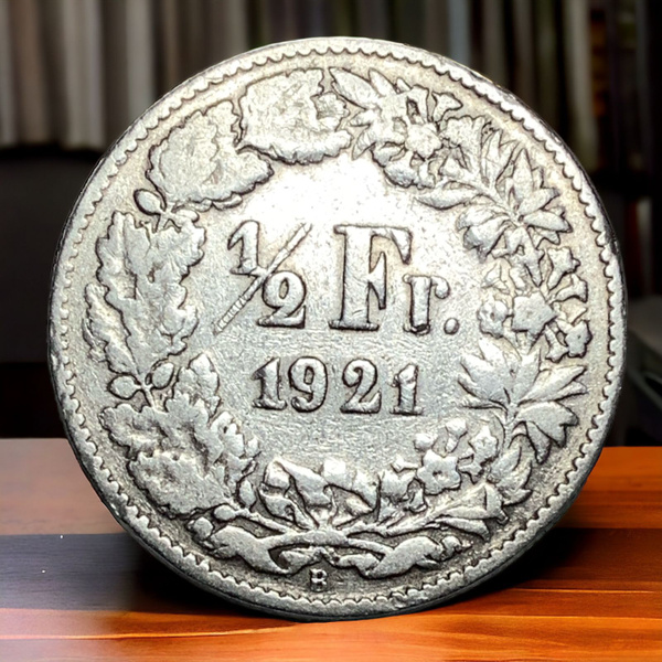 Монета Швейцария 1/2 франка 1921 года. Гельвеция. Серебро. Люксовое состояние - купить в ...