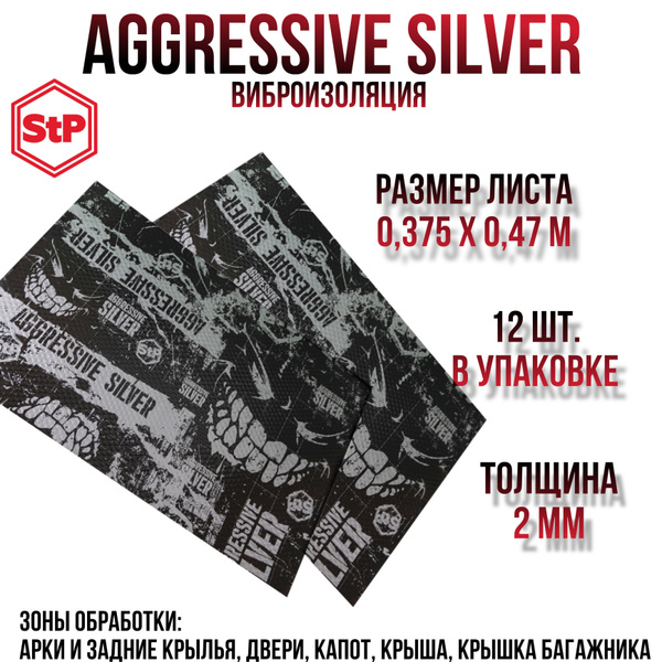 Виброизоляция Stp Aggressive Silver (MINI)/Вибродемпфер СТП Агрессив ...