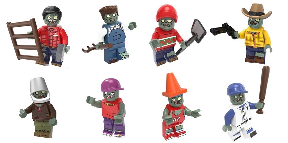 Набор Plants vs Zombies из 8 фигурок совместимых с Лего Растения против ...