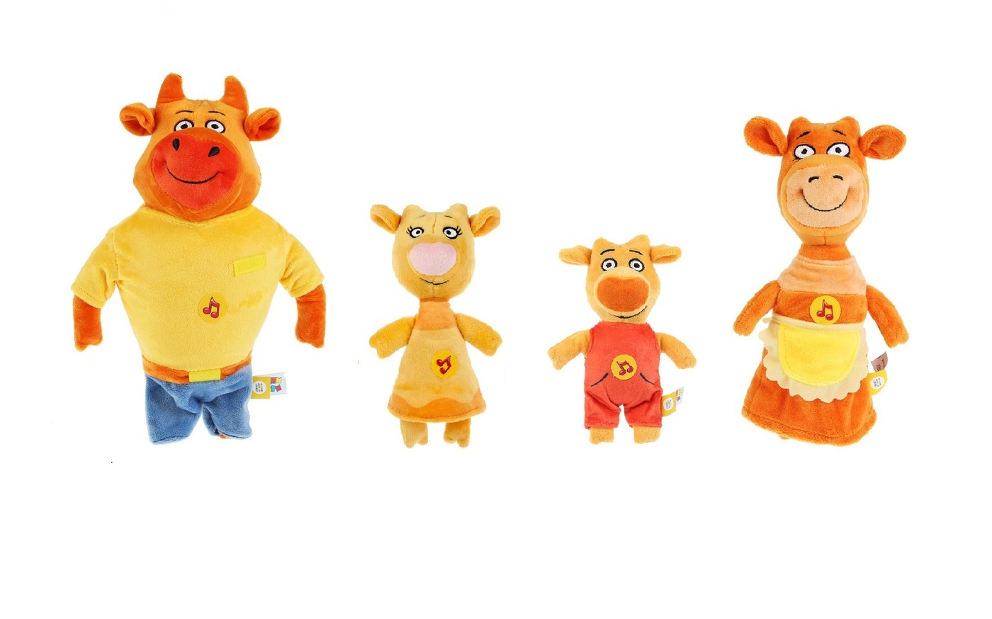 Набор мягких игрушек музыкальных "Оранжевая корова" (мама, папа, Зо ...