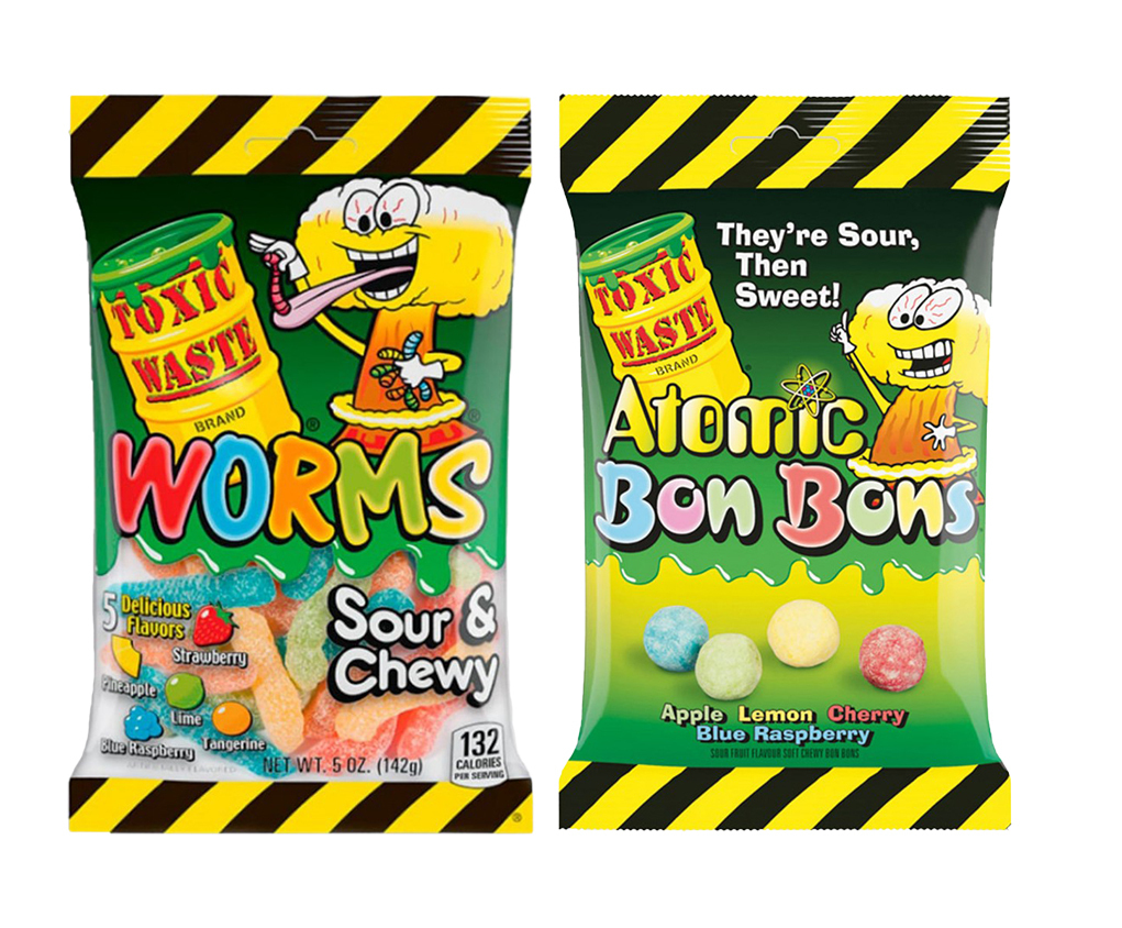 Набор Toxic Waste мармелад Toxic Waste Sour Worms 142 гр. + Драже Toxic ...