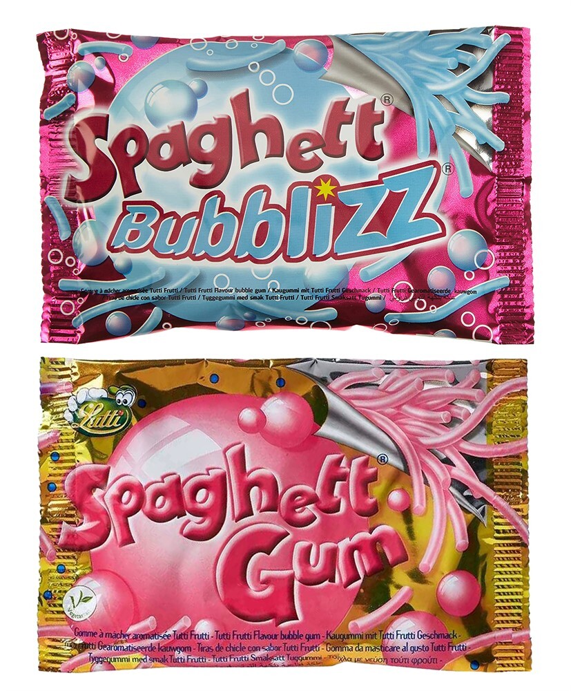 Жвачка Lutti Spaghetti Gum Bubblizz Tutti Frutti спагетти розового ...