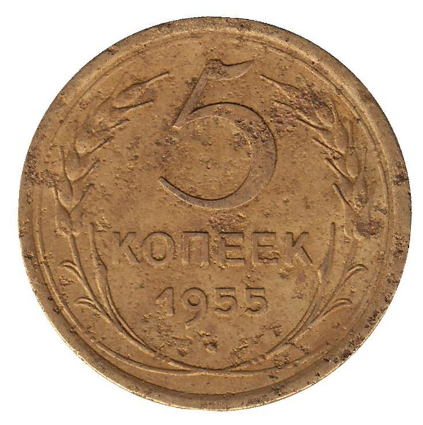 Монета 5 копеек. 1955 год, СССР. - купить в интернет-магазине OZON с быстрой доставкой (170234411)