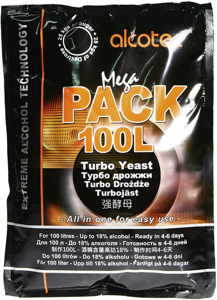 Спиртовые турбо дрожжи Alcotec Mega Pack (Алкотек Мегапак) 100л для самогона и браги 360 г ...