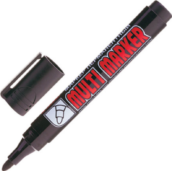 Маркер перманентный (нестираемый) CROWN "Multi Marker", ЧЕРНЫЙ, круглый ...