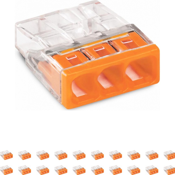 Клеммная колодка Wago 2273-203 без винтов 3 отверстия 0.5-2.5 мм2 ...