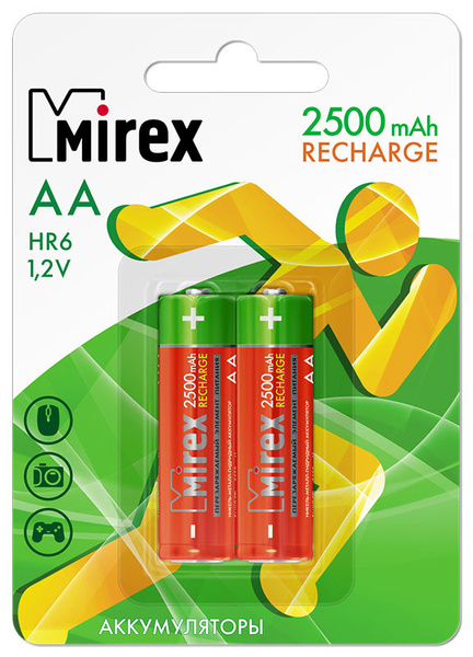 Mirex Аккумуляторная батарейка AA, 1,2 В, 2500 мАч, 2 шт - купить с ...