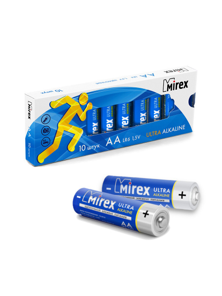 Mirex Батарейка AA, Щелочной тип, 1,5 В, 10 шт - купить с доставкой по ...