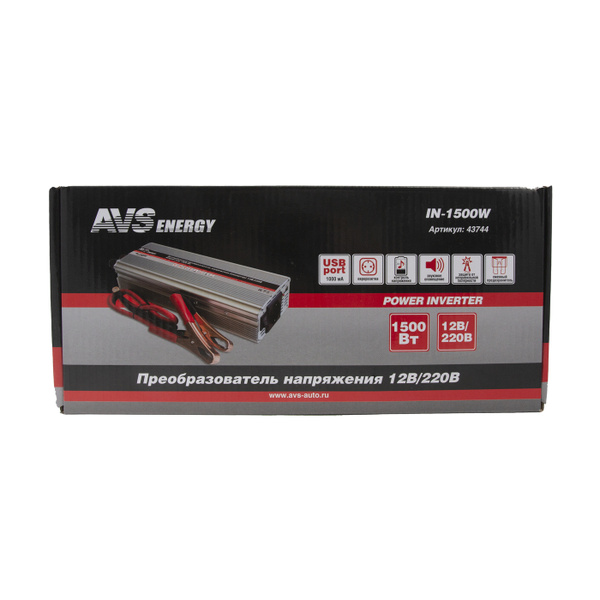 Инвертор автомобильный AVS 12/220V / Преобразователь тока IN-1500W ...