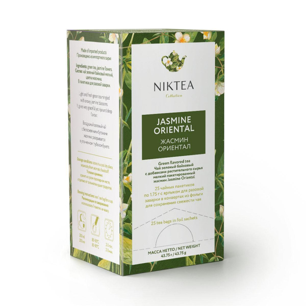 Чай Niktea зеленый Jasmine Oriental с жасмином, 25 пакетиков - купить с ...