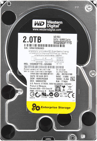 Внутренний жесткий диск Western Digital WD RE4 2 TB WD2003FYYS HDD 2 ТБ ...