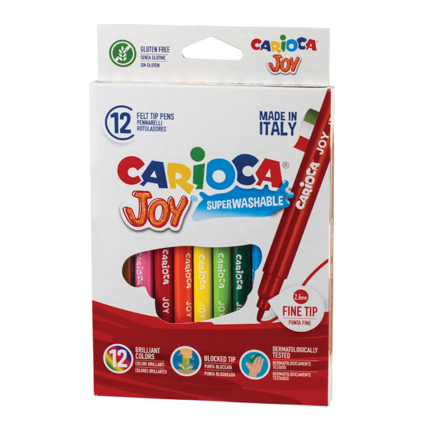 Фломастеры CARIOCA (Италия) "Joy", 12 цветов, суперсмываемые ...