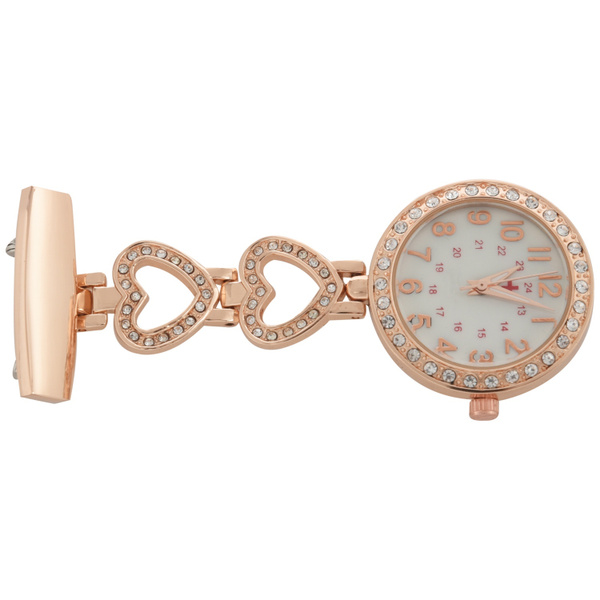 Женская брошь Heart Cryal Nue, кварцевые карманные часы FOB, розовое ...