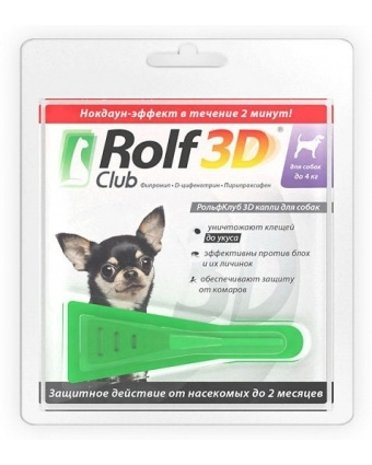 Рольф клаб 3д Капли от блох и клещей Rolf Club 3D для собак до 4кг R402 ...