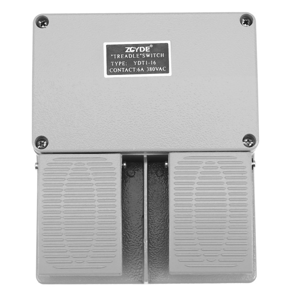 Ножной переключатель YDT1-16, алюминиевый корпус, серый, двойная педаль, аксессуары для станков ...