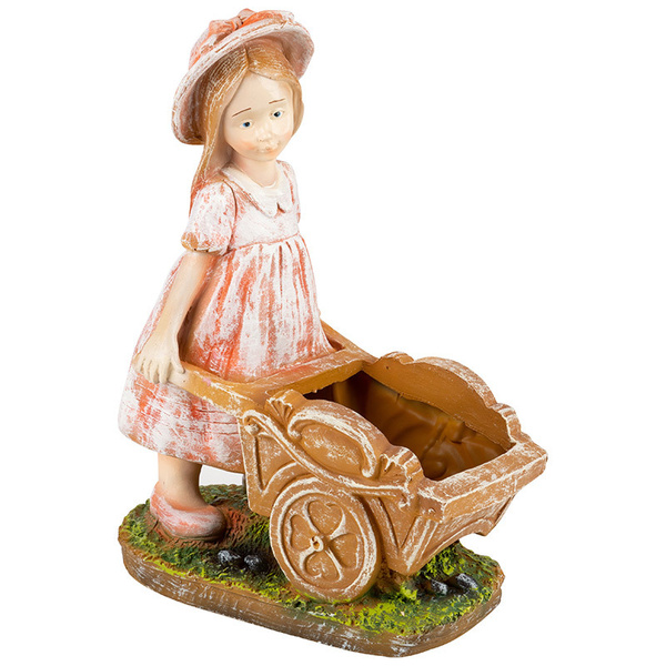 Кашпо Девочка с тележкой H 37 см На газон купить по низкой цене с доставкой в интернет