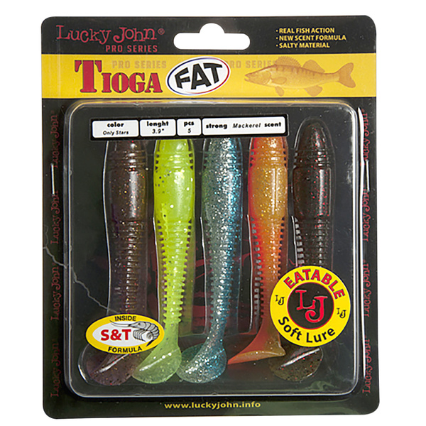 Виброхвосты "съедобные" тонущие LUCKY JOHN TIOGA FAT 3,9"/9,9см/9гр ...