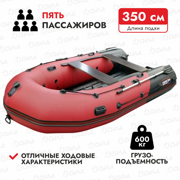 Надувная лодка ПВХ HunterBoat 350 ПРО,НДНД, красно-черный - купить по ...