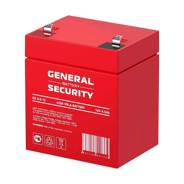 Аккумуляторная батарея General Security GS 4,5-12 ( 12В 4,5АЧ / 12V 4 ...