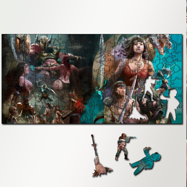 Пазл деревянный с фигурками из дерева 230 деталей 46х23 см игры Golden ...