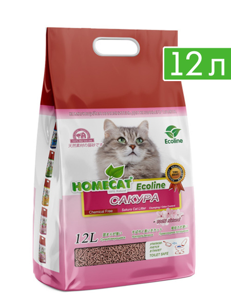 Homecat Ecoline комкующийся наполнитель для кошачьих туалетов с ароматом сакуры - 12 л - купить ...