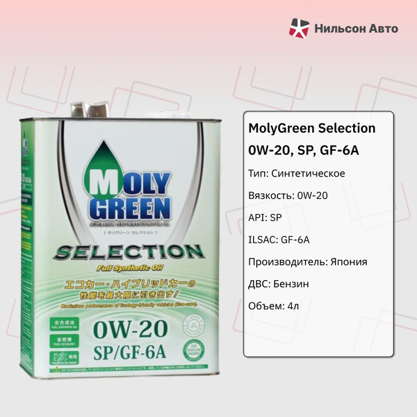 Масло моторное MolyGreen 0W-20 Синтетическое - купить в интернет ...