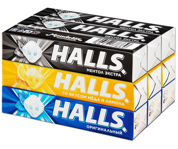 Леденцы Halls набор "Взрыв вкуса", Экстра сила, Мед и лимон, Original ...