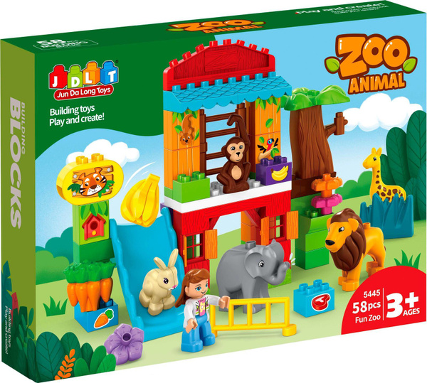 Конструктор JDLT Зоопарк, 58 деталей, для мальчика, 142756 - купить с доставкой по выгодным ...