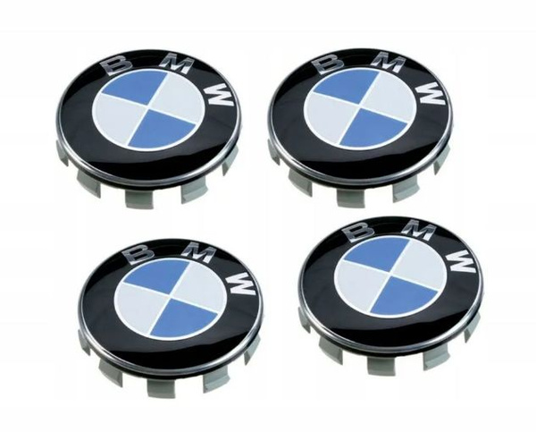 Колпачки заглушки на литые диски BMW (БМВ) 56мм 4 штуки черно-синие ...