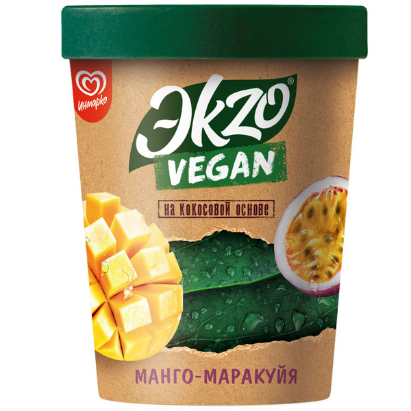 Мороженое замороженный десерт на кокосовой основе Ekzo Vegan, манго ...