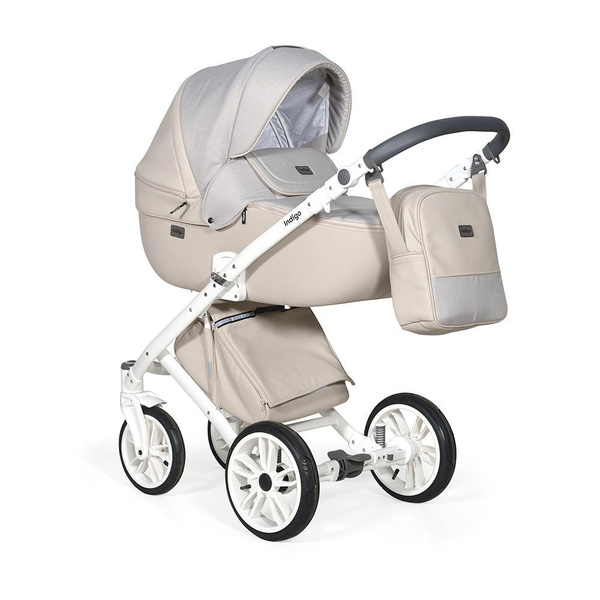 Коляска 2в1 Indigo Baby PORTO po 03 (бежевая кожа+бежевый лен) - купить ...