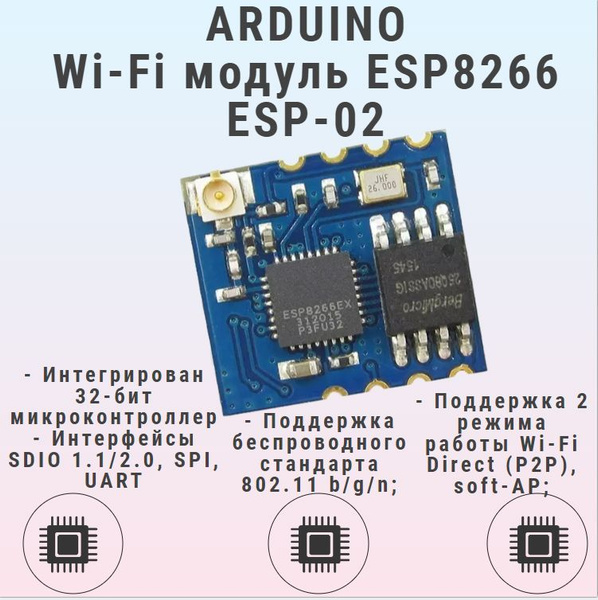 ARDUINO модуль WI-FI на базе ESP8266 ESP-02 - купить с доставкой по ...