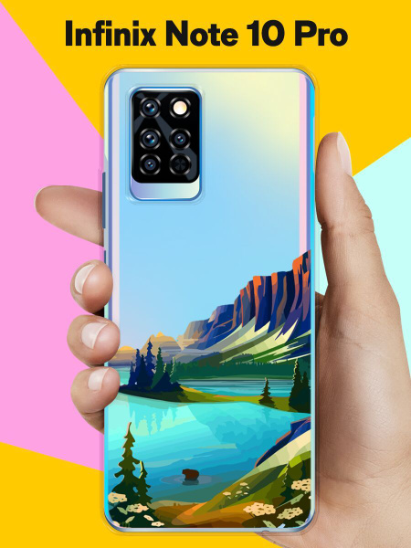 Силиконовый чехол на Infinix Note 10 Pro Озеро и горы / для Инфиникс ...