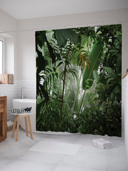 Штора для ванной 200x180 см JoyArty ширма плотные ширина 180 высота 200 для бани санузлов дома ...