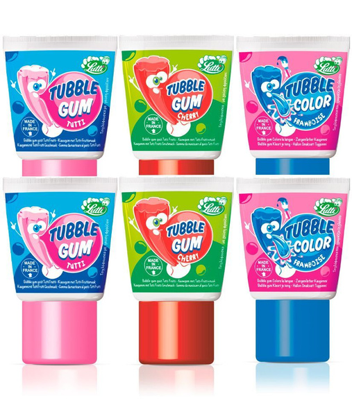 Жевательная резинка Lutti Tubble Gum Набор (Tutti, Cherry, Color), 35г ...