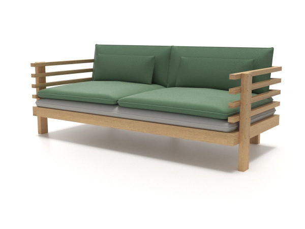 Диван садовый Soft Element Атлантик-С трехместный, цвет Green Ash, из дерева, с подлокотниками и ...