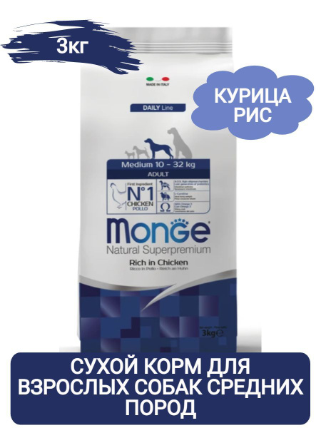 Monge Dog Daily Medium Adult Сухой корм для взрослых собак средних ...