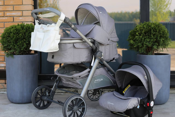 Коляска Ining baby X1-C+D 3в1 трансформер, для новорожденных и детей до ...