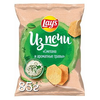 Чипсы картофельные Из печи со вкусом сметаны и ароматных трав, Lay s, 85 г, Россия - в заказе 1 ...