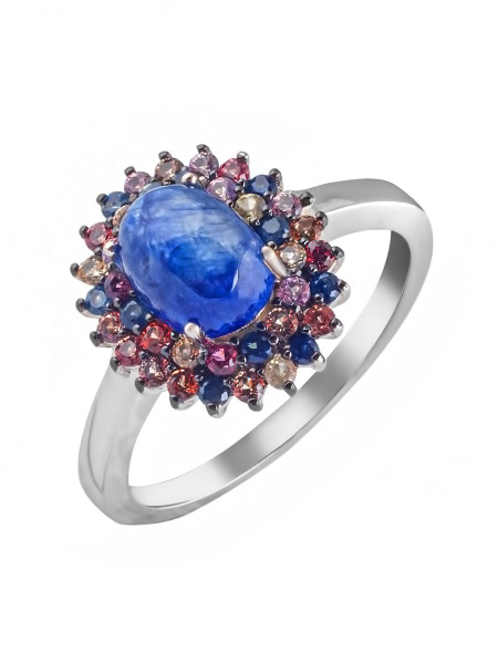 G.st. ЮВЕЛИРНЫЙ ЗАВОД ЗОЛОТОЙ СТАНДАРТ Кольцо из серебра с корундами ...