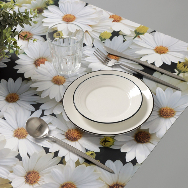 Салфетка на стол сервировочная, плейсматы на стол, Ромашки, 1 шт ...