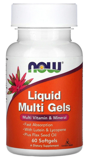 NOW Liquid Multi Gels 60 softgel / Жидкие Мультивитамины Мульти Гель 60 ...