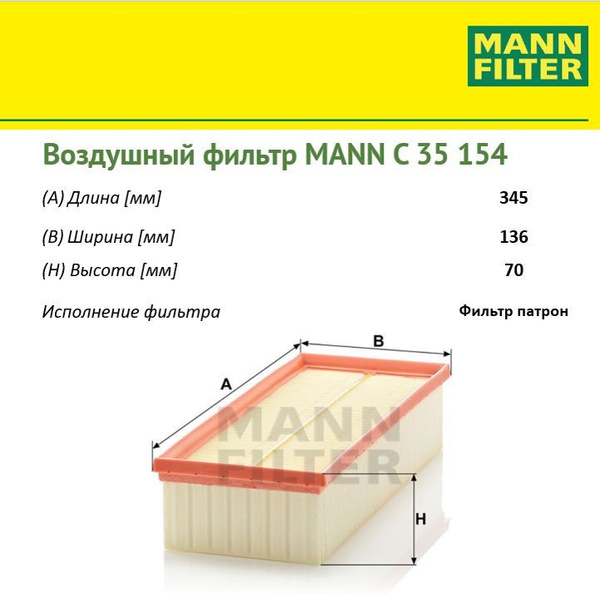 Фильтр воздушный MANN FILTER MNN_C35154 - купить по выгодным ценам в ...