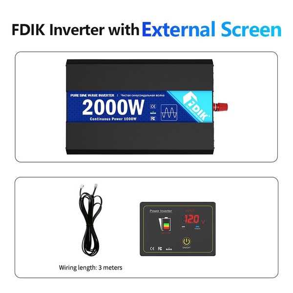 FDIK Чистый синусоидальный инвертор 12V 220V DC / AC преобразователь ...