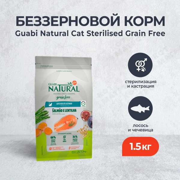 Guabi Natural Cat Sterilised Grain Free сухой беззерновой корм для ...