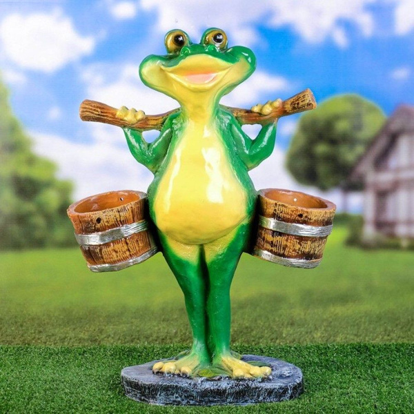 Фигура садовая Лягушонок с коромыслом 53 см Полистоун, На газон - купить по низкой цене с ...