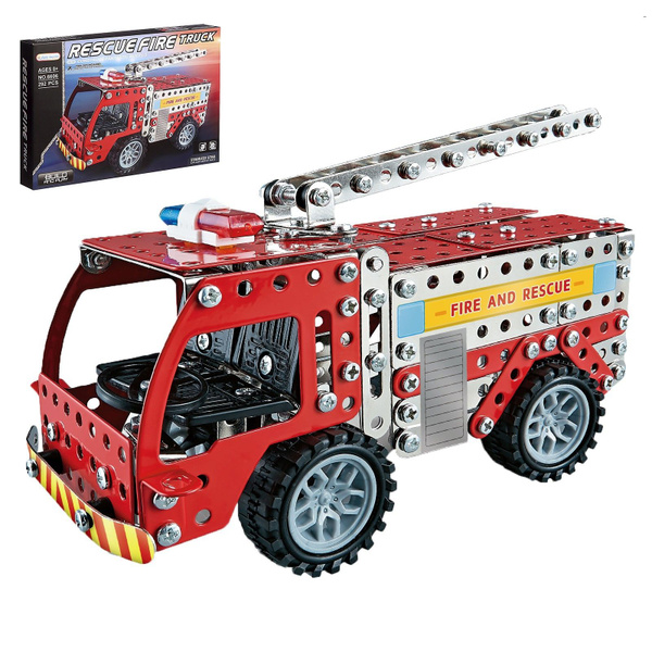 Конструктор металлический "Пожарная машина", детский игровой набор из ...