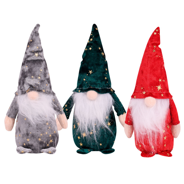 Новогодняя фигурка HOMECLUB Гномик со звездами 20 см, бархат / Фигура ...