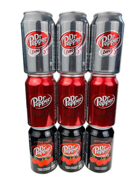 Газированный напиток Dr Pepper (3 шт classic, 3 шт cherry, 3 шт zero) 330 мл * 9 банок, Европа ...